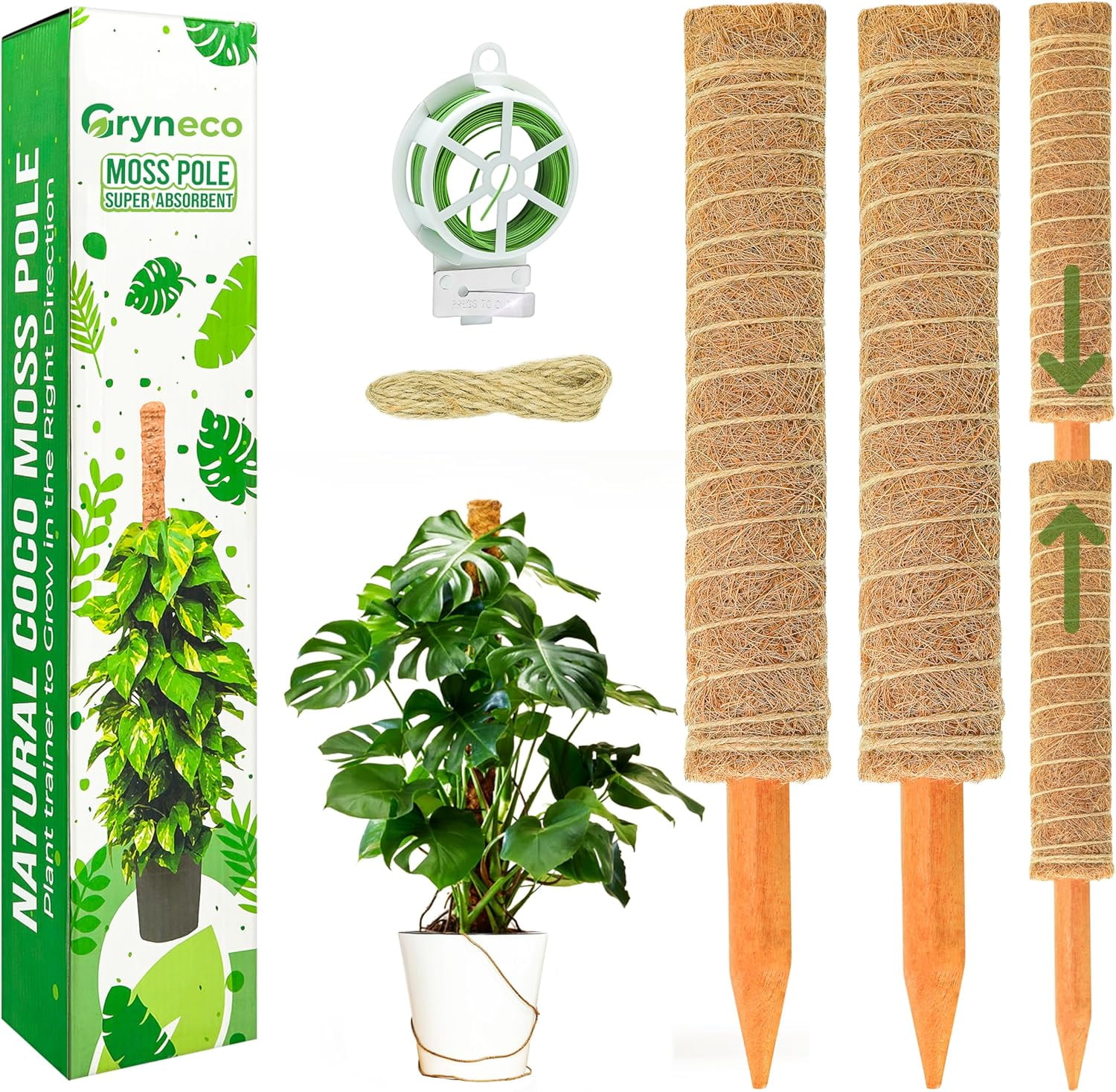 Moss Pole for Plants Monstera - 28.3” Stackable Plant Poles for Potted ...