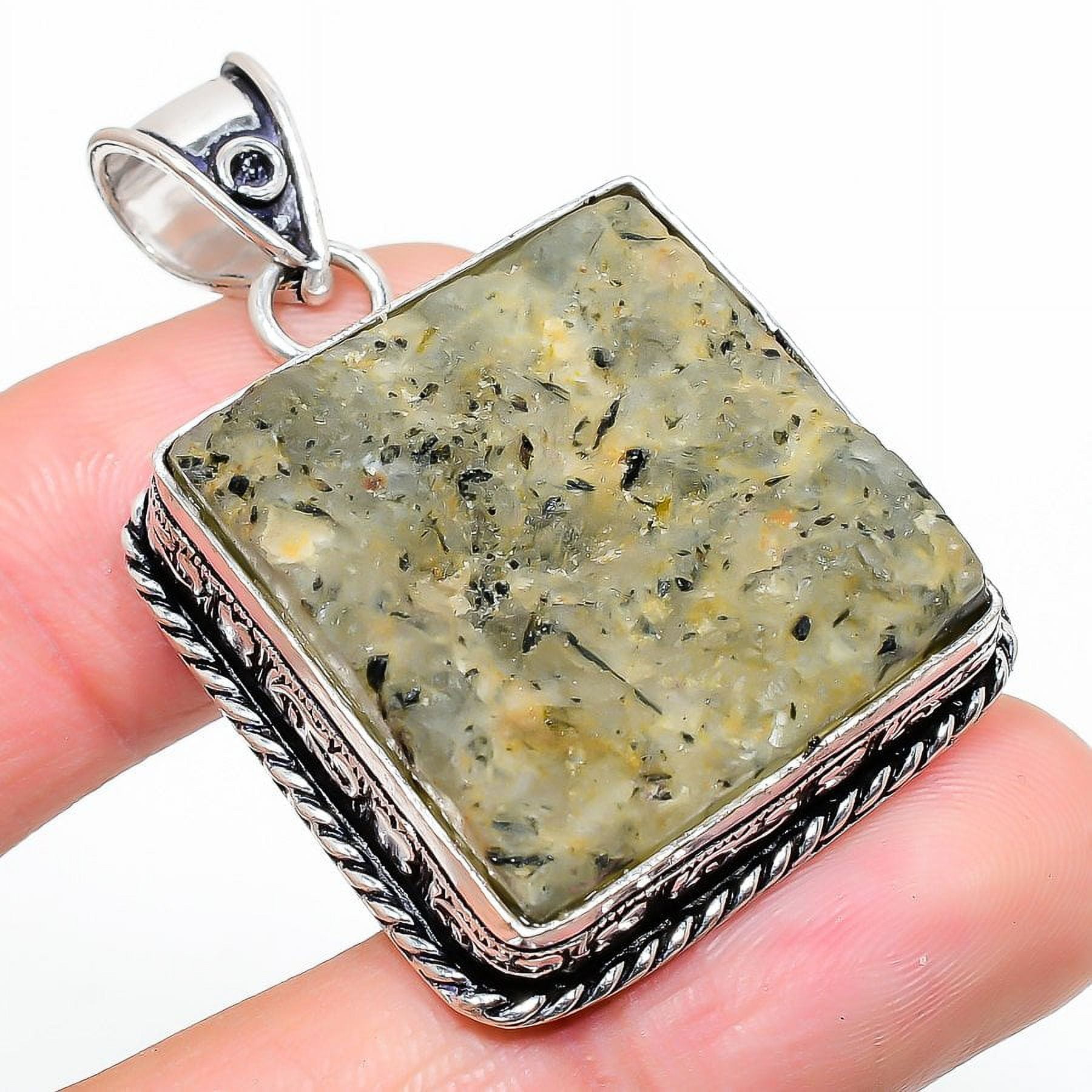 Moss Prehnite Gemstone Handmade 925 Sterling Silver Jewelry Pendant 1. ...