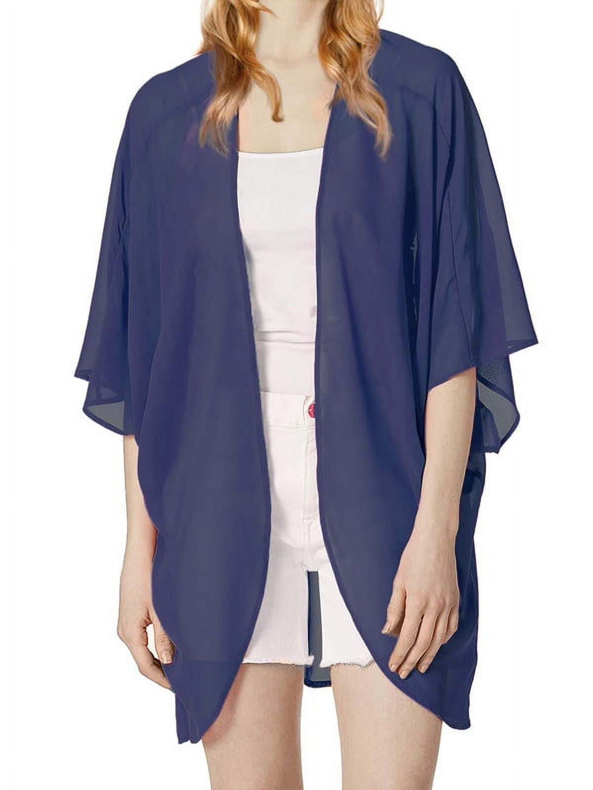 Moss Rose Elegant Long Women's Beach Kimono, Sheer Chiffon Cover Ups ...