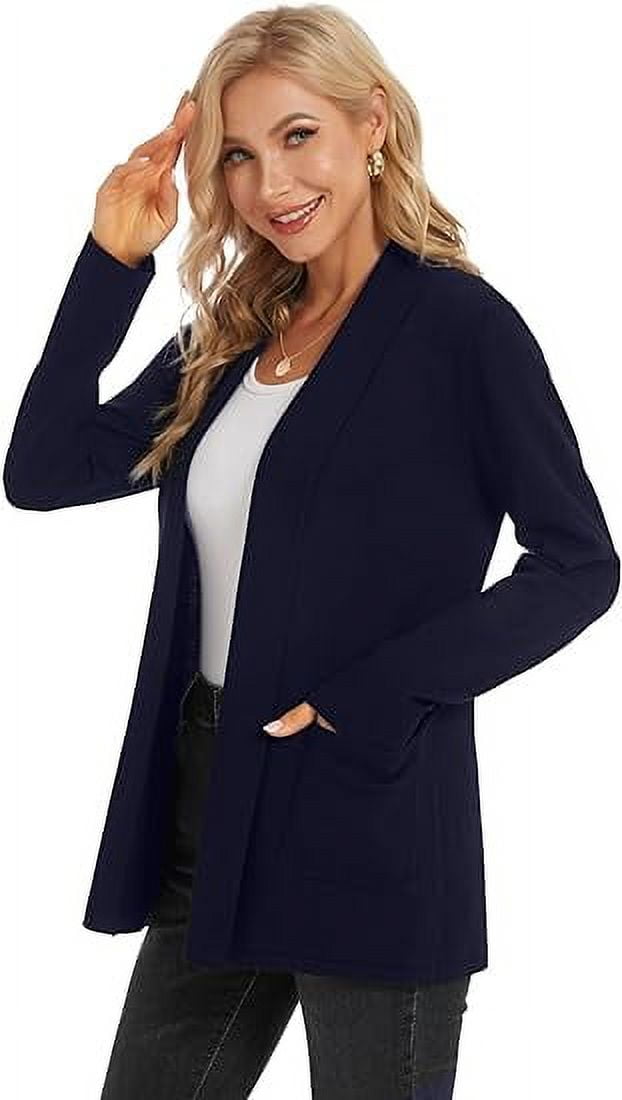 Cizayoi Women's Classic Open Front Cardigan Shawl Collar Knit Sweater ...