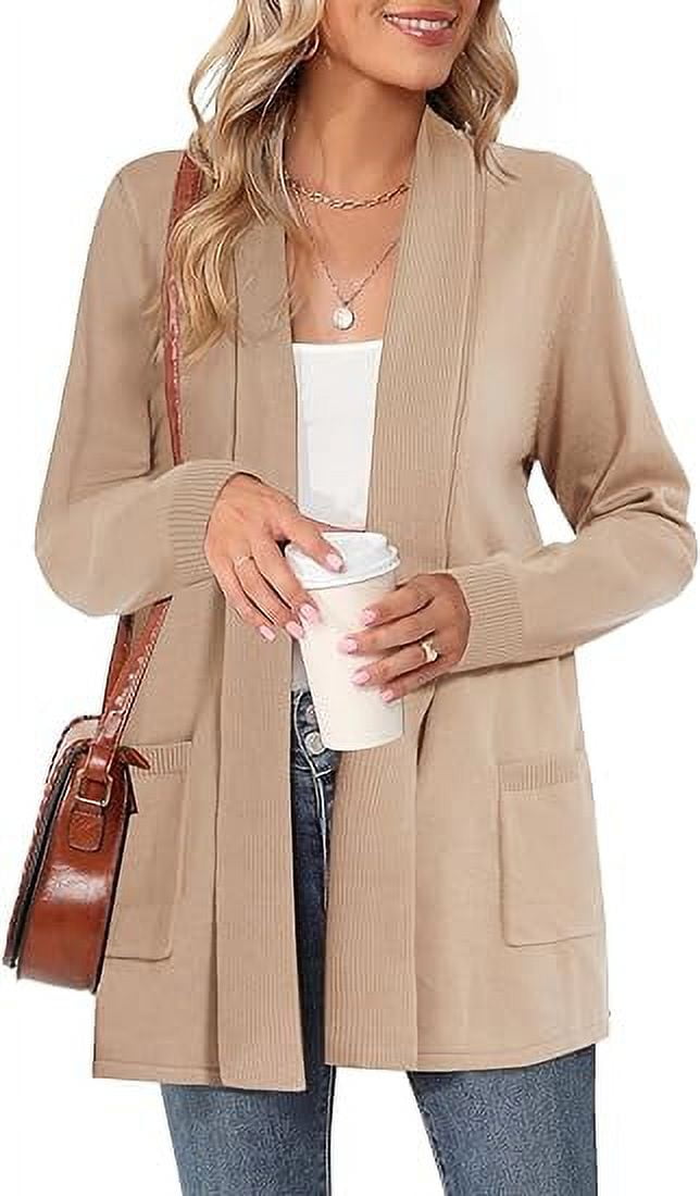 Cizayoi Women's Classic Open Front Cardigan Shawl Collar Knit Sweater ...