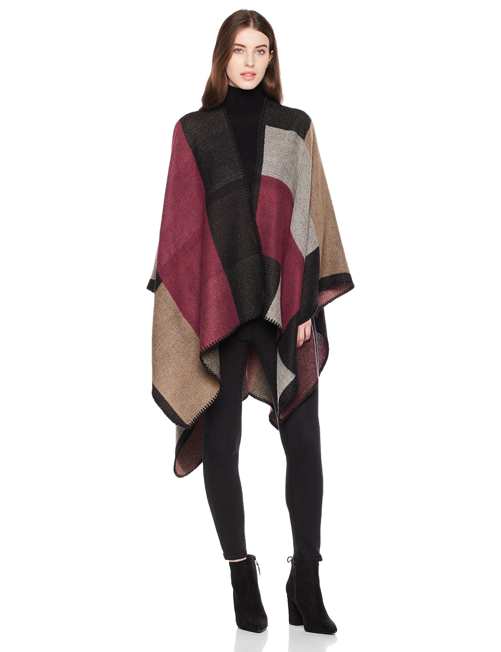 Cizayoi Women's Travel Plaid Shawl Wrap Open Front Poncho Cape Ruana Fall Winter - Walmart.com