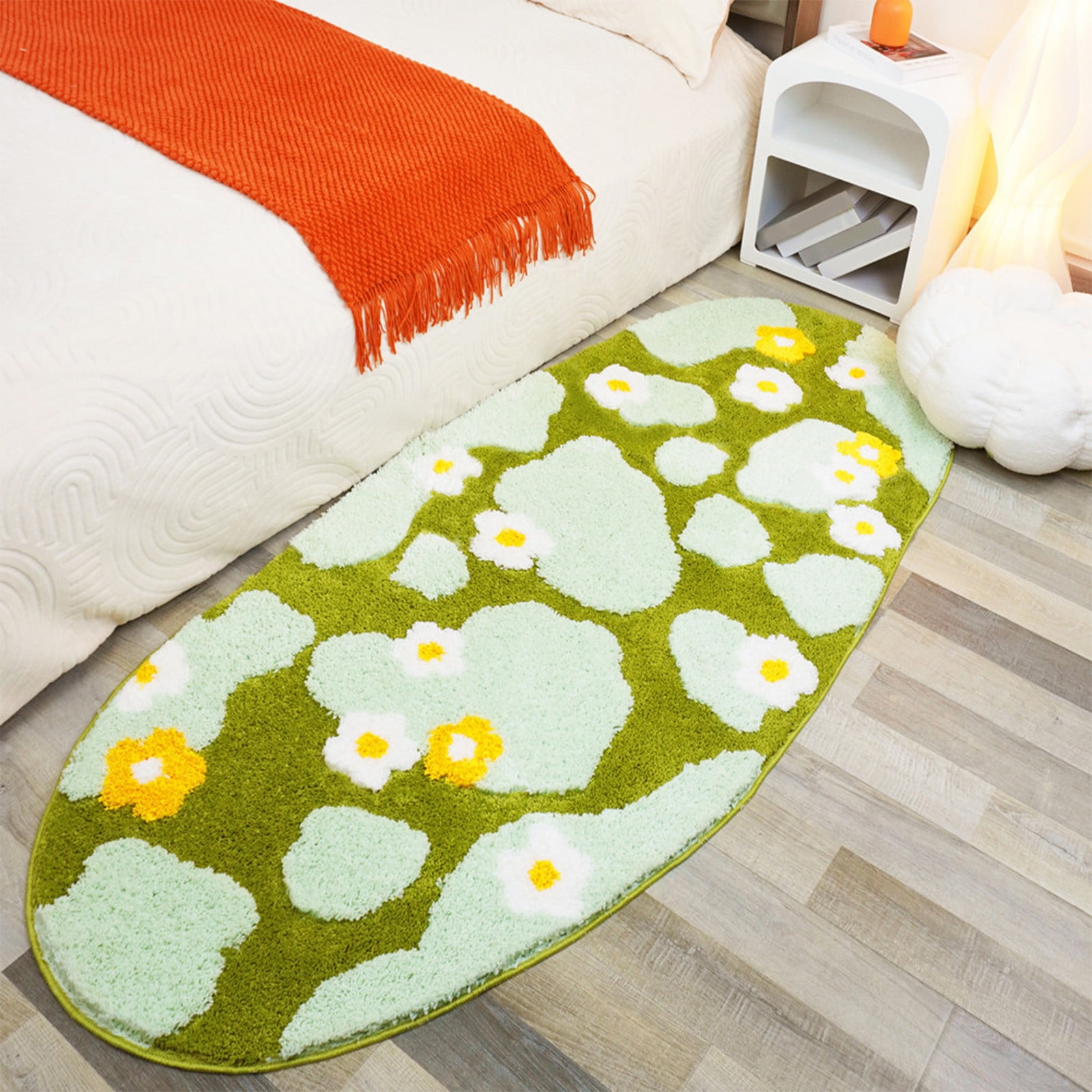 Moss Rug Floral Area Rugs Plant Flowers Bathroom Rug Cute Green Forest ...