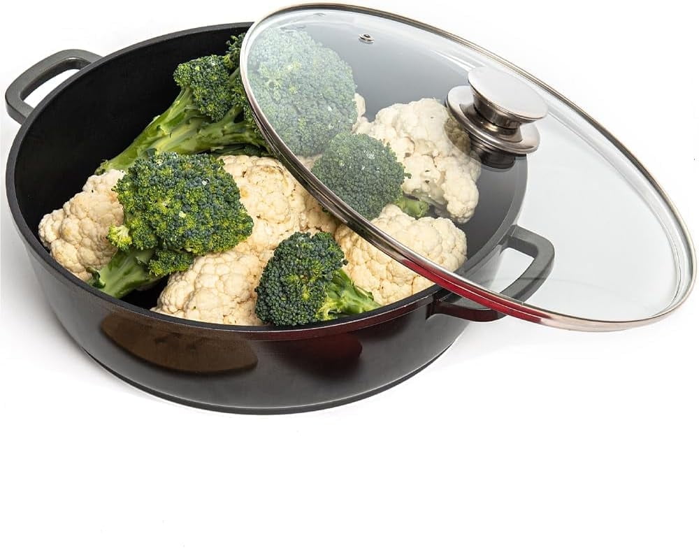 Moss & Stone 12 Inch Large Skillet With Lid, 5 Quart Saute Pan With Lid ...