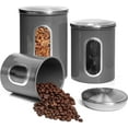 Moss & Stone 3 Piece Gray Canisters Sets for Kitchen with See Window ...