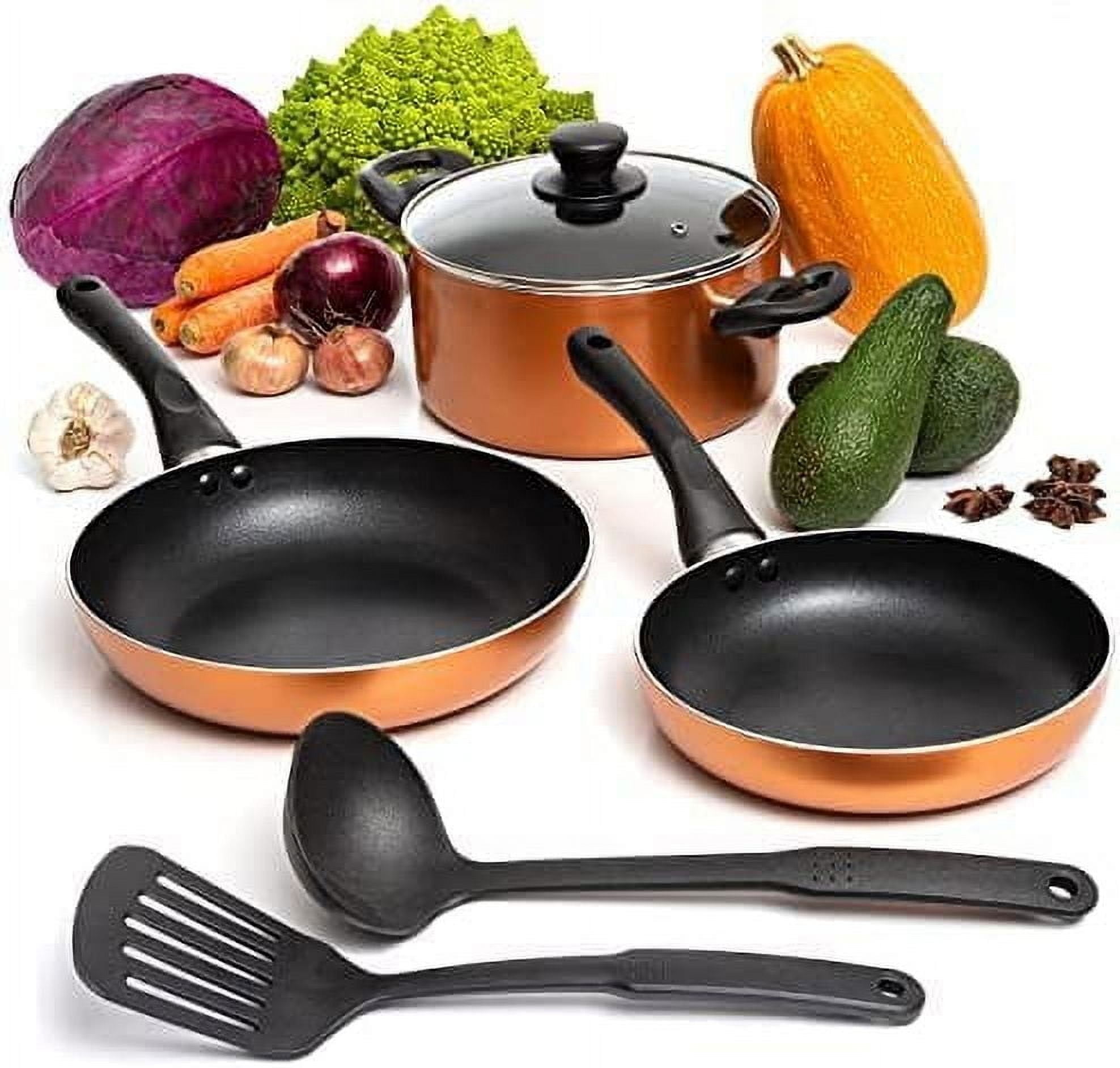 Moss & Stone 4 Peice Pots & Pans Set Nonstick Cookware Set, Aluminum ...