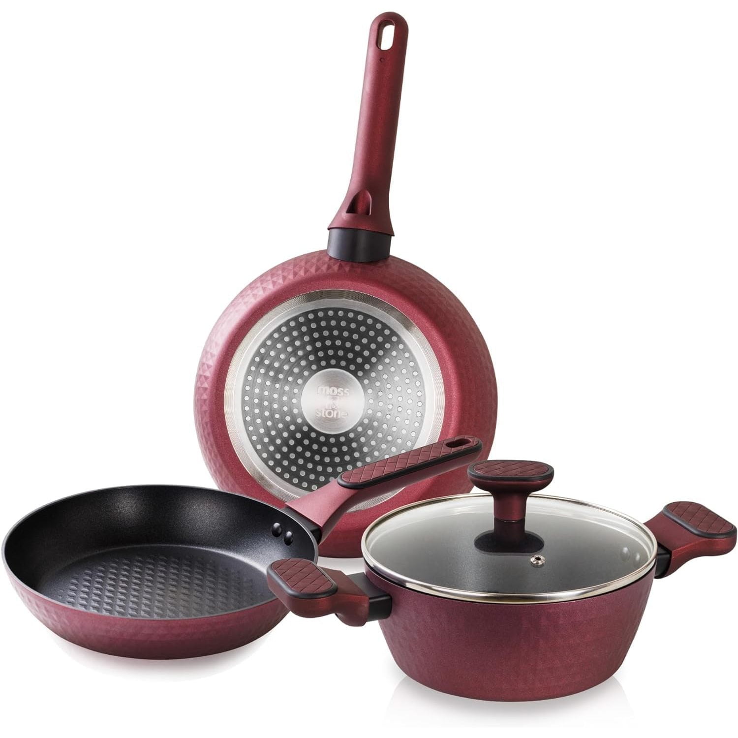Moss & Stone 4 Piece Nonstick Cookware Set, Small Pots And Pans Set Non ...