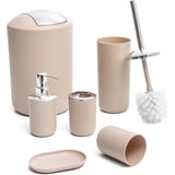 Moss & Stone, Bathroom Accessories Set, 6 pcs, Beige - Walmart.com