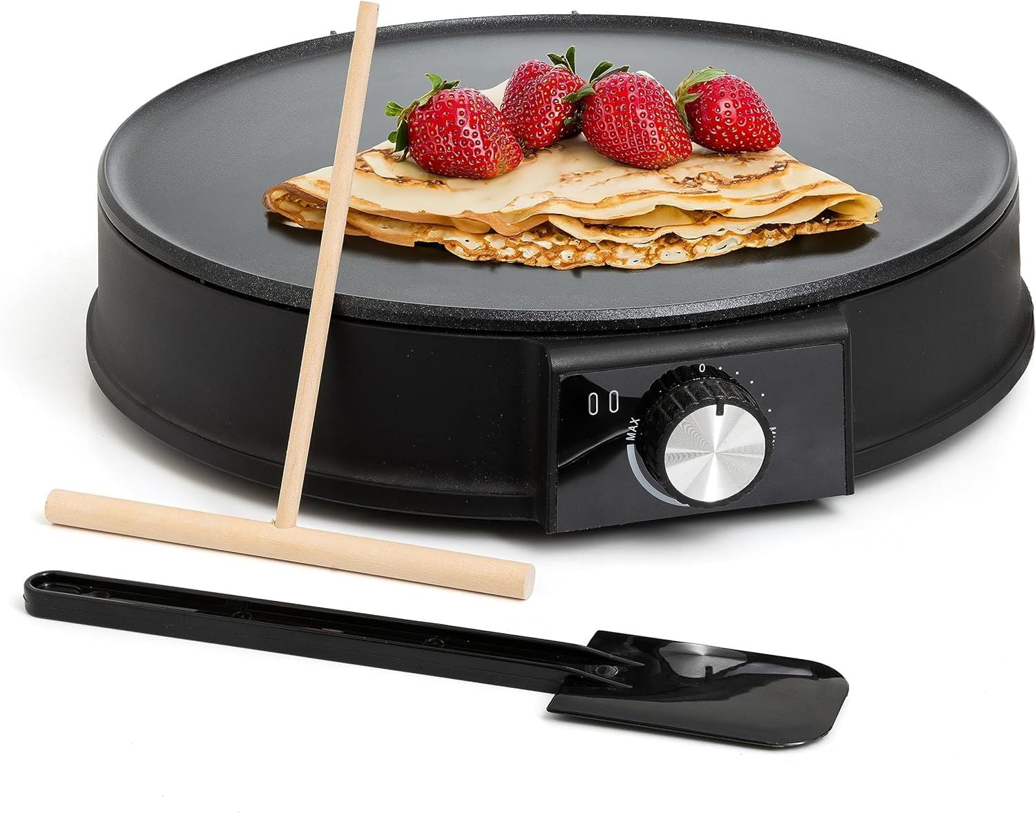 Moss & Stone 12” Electric Pancake & Crepe Maker, Portable Nonstick Pan ...