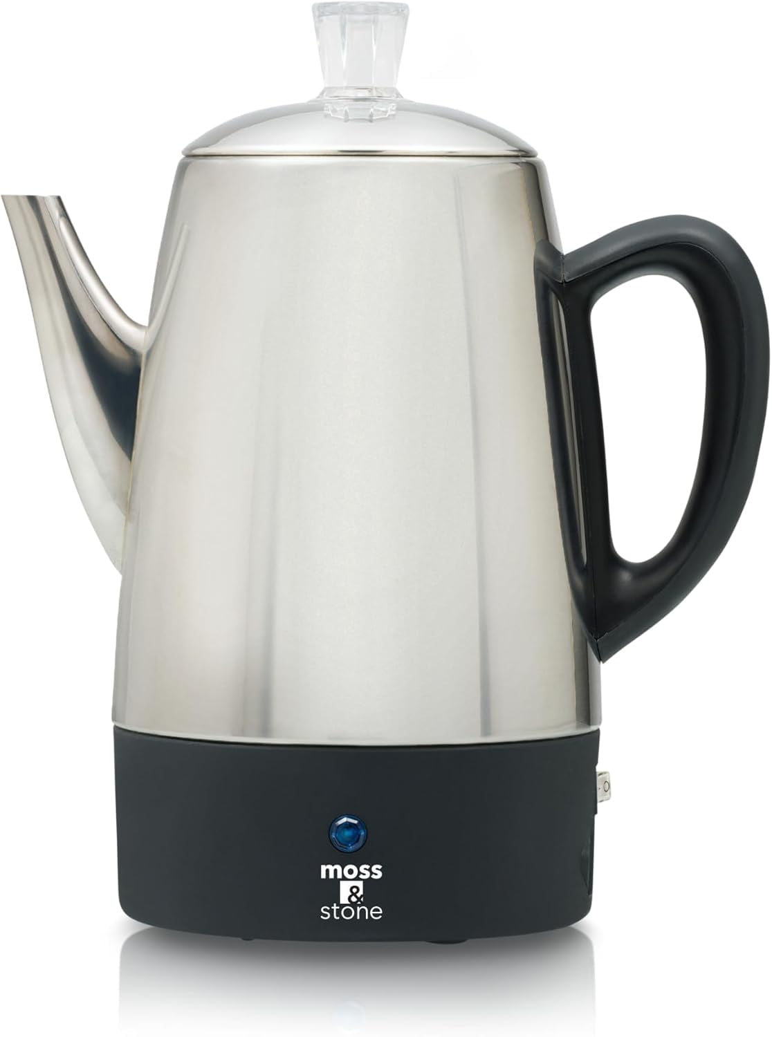 Moss & Stone 11” x 5.7” Electric Pot Percolator Coffee Maker, Silver ...