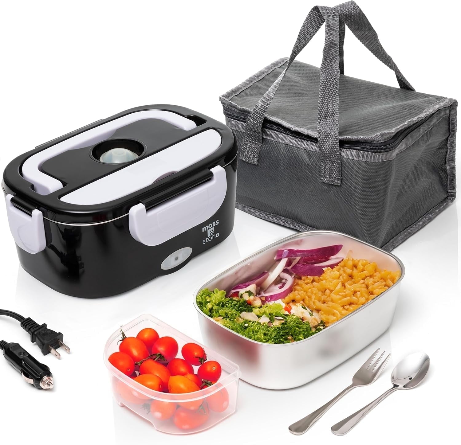 Moss & Stone Electric Lunch Box Food Heater, 1.5L Stainless Steel ...