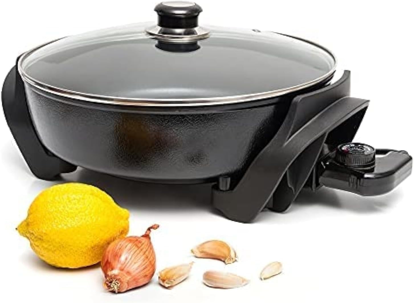 Moss & Stone Round Nonstick Electric Skillet With Lid, Aluminum 12 Inch ...