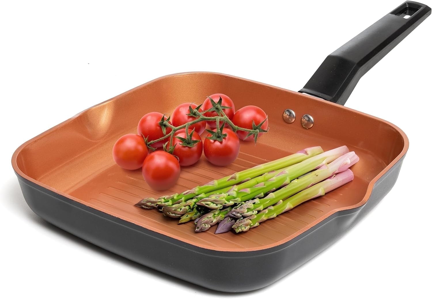 Moss & Stone, Square Copper Grill Pan, 9.5-inch, Nonstick Ceramic ...