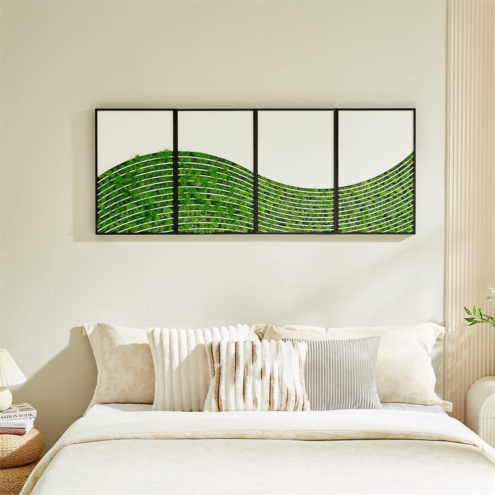 Moss Wall Art Decor, Rectangular Metal Wall Art, Unique Green Moss ...