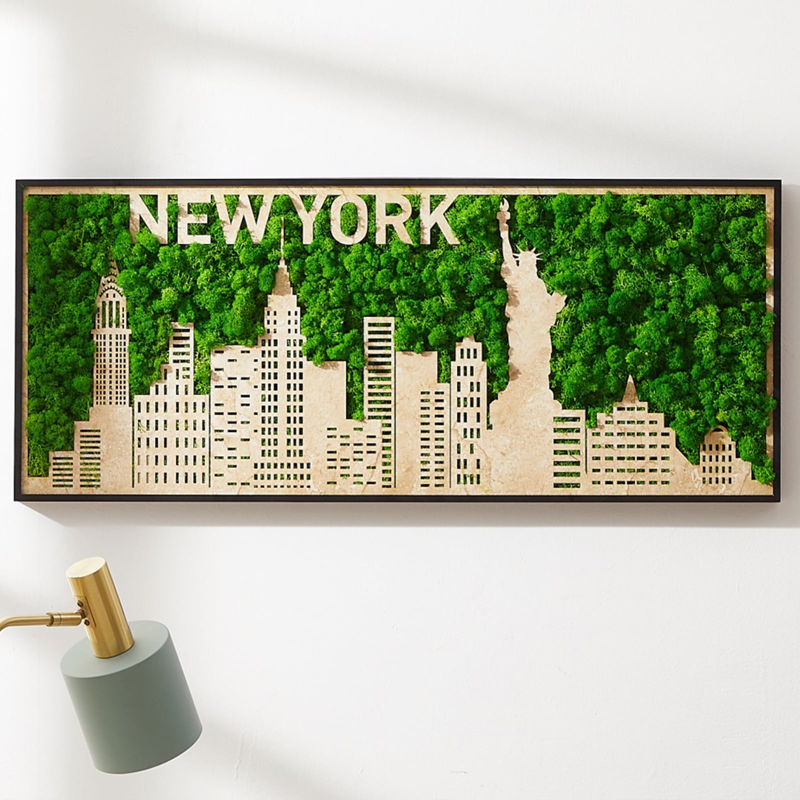 Moss Wall Art, Rectangular Metal Photo Framed Moss Wall Decor, Real ...