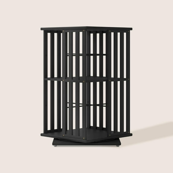 MossHome-US 360° Rotating Bamboo CD/DVD Shelf - 6-Tier Space-Saving ...