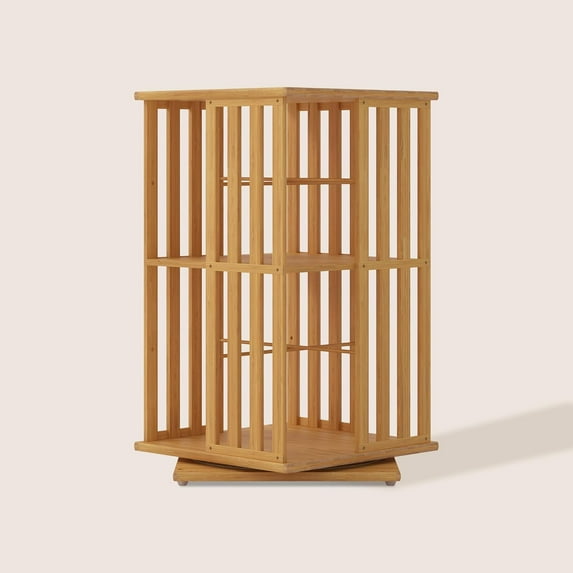 MossHome-US 360° Rotating Bamboo CD/DVD Shelf - 6-Tier Space-Saving ...
