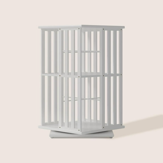 MossHome-US 360° Rotating Bamboo CD/DVD Shelf - 6-Tier Space-Saving ...