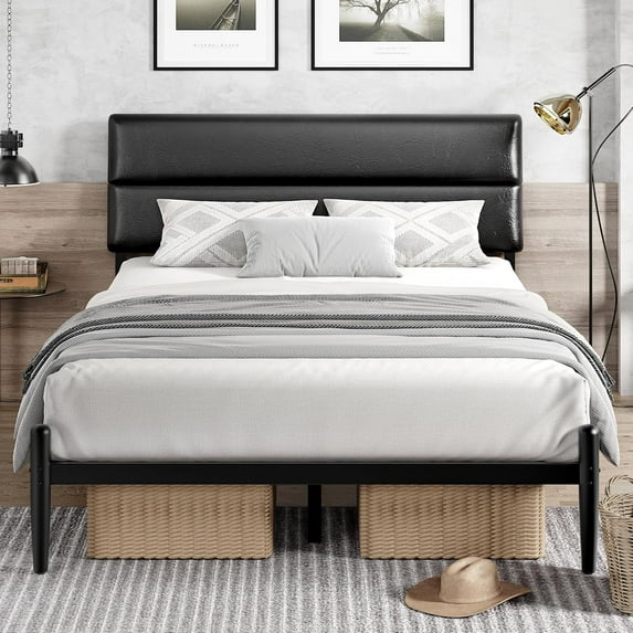 MossHome-US Queen Size Bed Frame, Platform Bed Frame with Upholstered ...