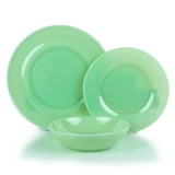 Mosser Glass Dishware - 12-Piece Jadeite Dinnerware Set - Walmart.com