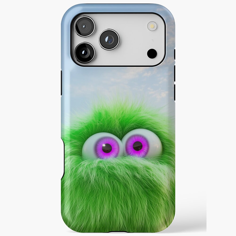 Mossie fluffy green friend adorable creature art iPhone Case 17 to 11 ...