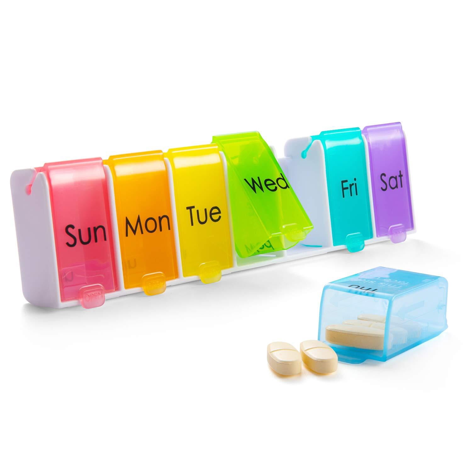 Mossime Weekly Pill Organizer 7 Day,Daily Pill Box Quick-Refill ...
