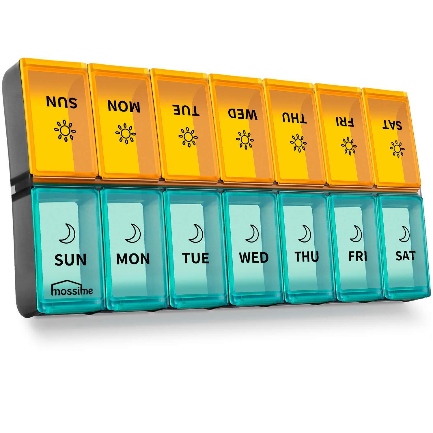 Ezy Dose Twice A Day Pill Organizer - AM/PM 7 Day Push Button Pill Box ...