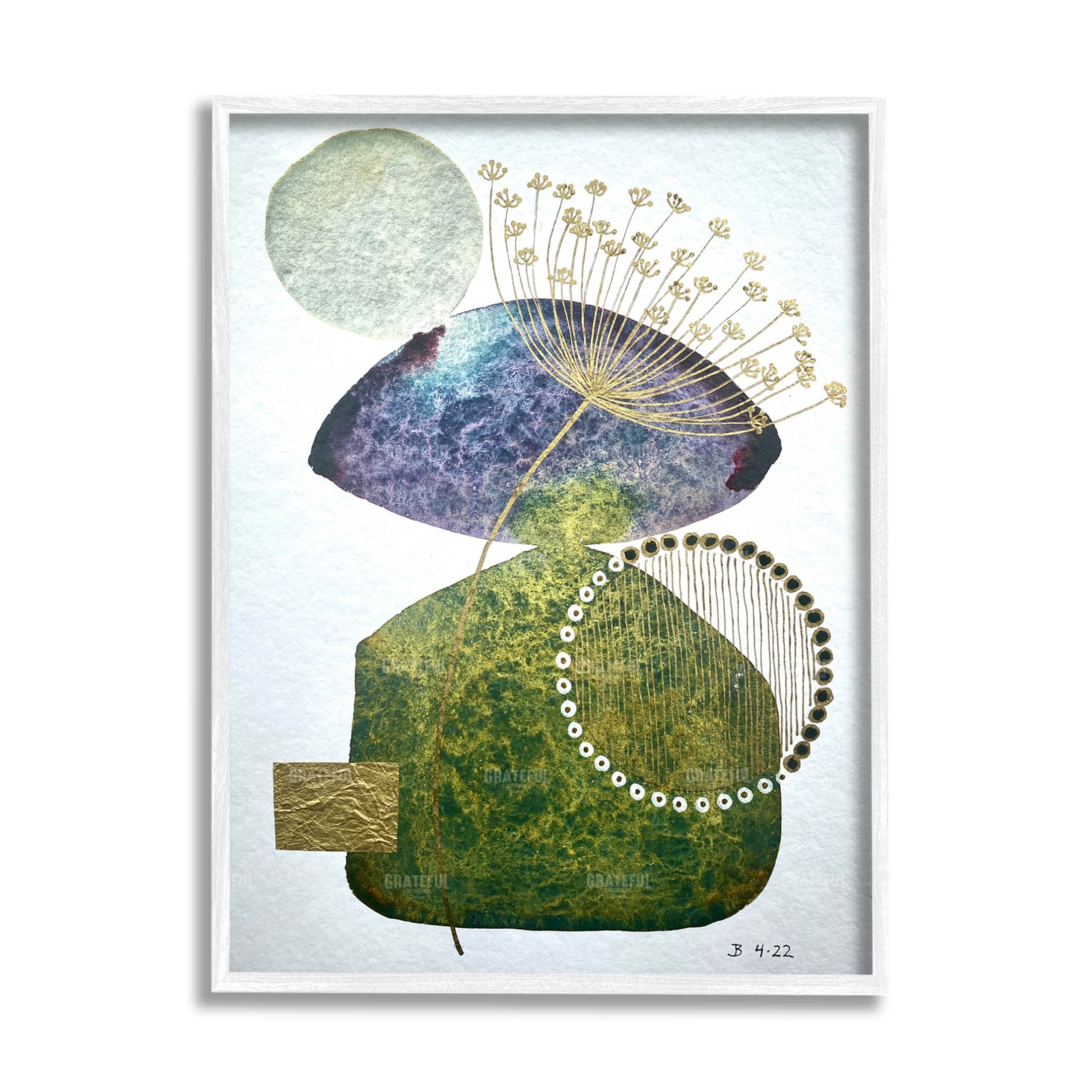 Mossy Botanical Contemporary Nature Abstract Graphic Art White Framed ...