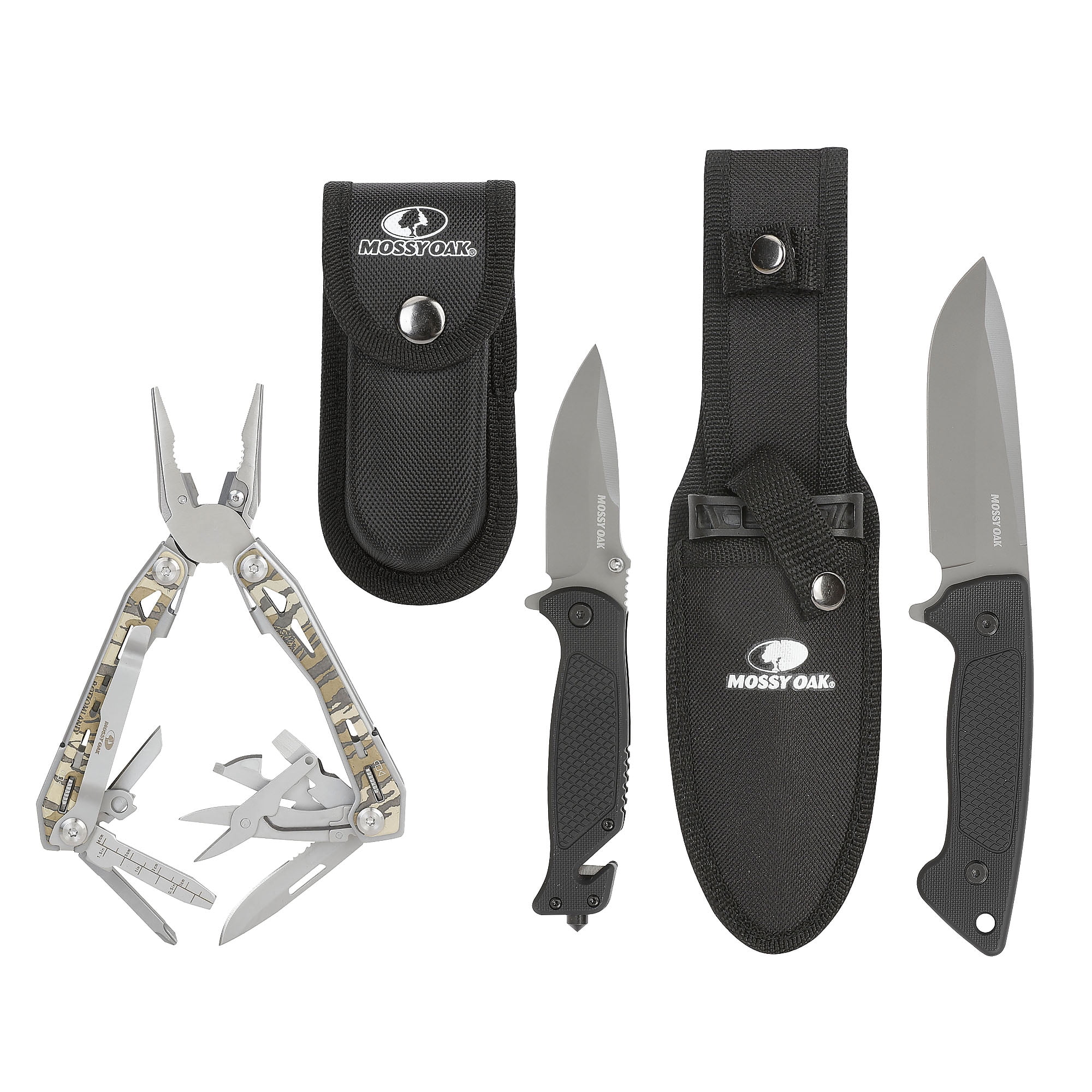Brandclub - Mossy Oak 3-Pack Multitool and Knife Set: 17-in-1 Camo Multi-Tool, 9" Fixed Blade ...