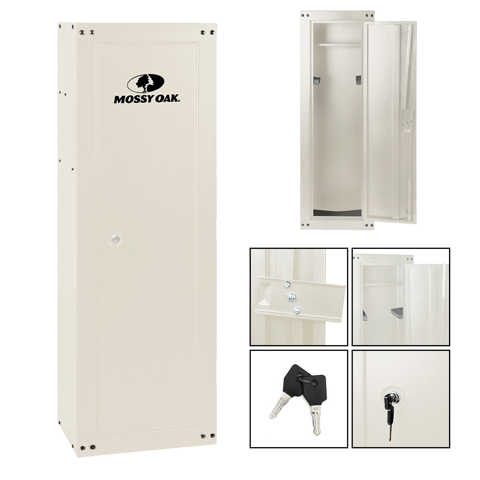 Mossy Oak 8 Gun Security Cabinet, 17 in x 11 in, Rifle, Key Lock, White ...