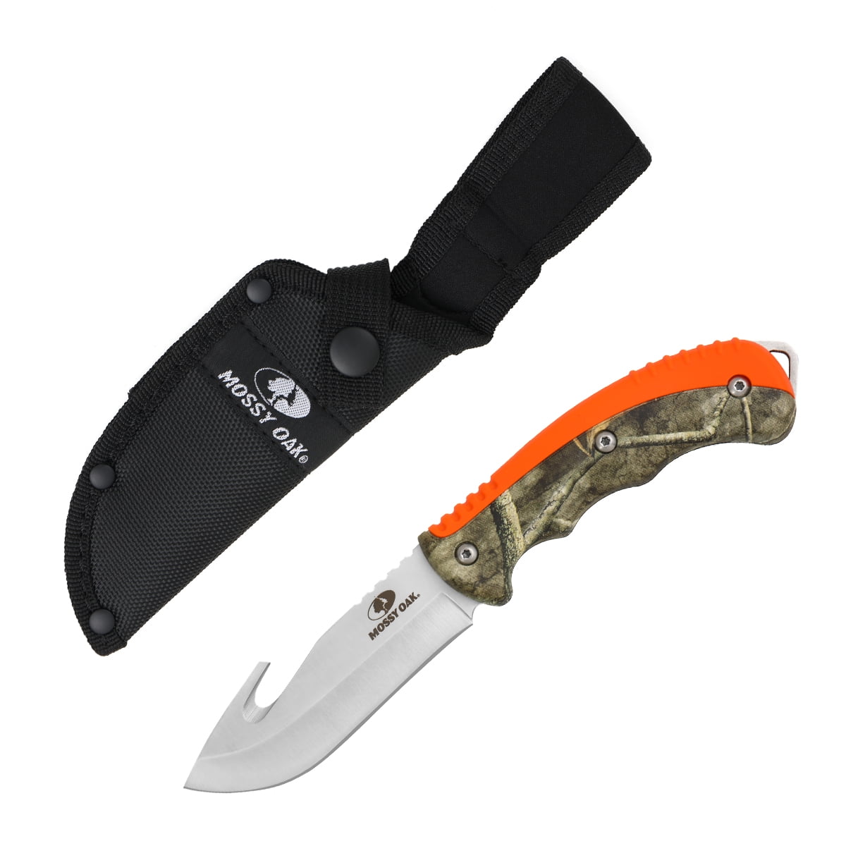 Mossy Oak 9 inch Gut Hook Fixed Blade Knife with Sheath Stainless Steel ...
