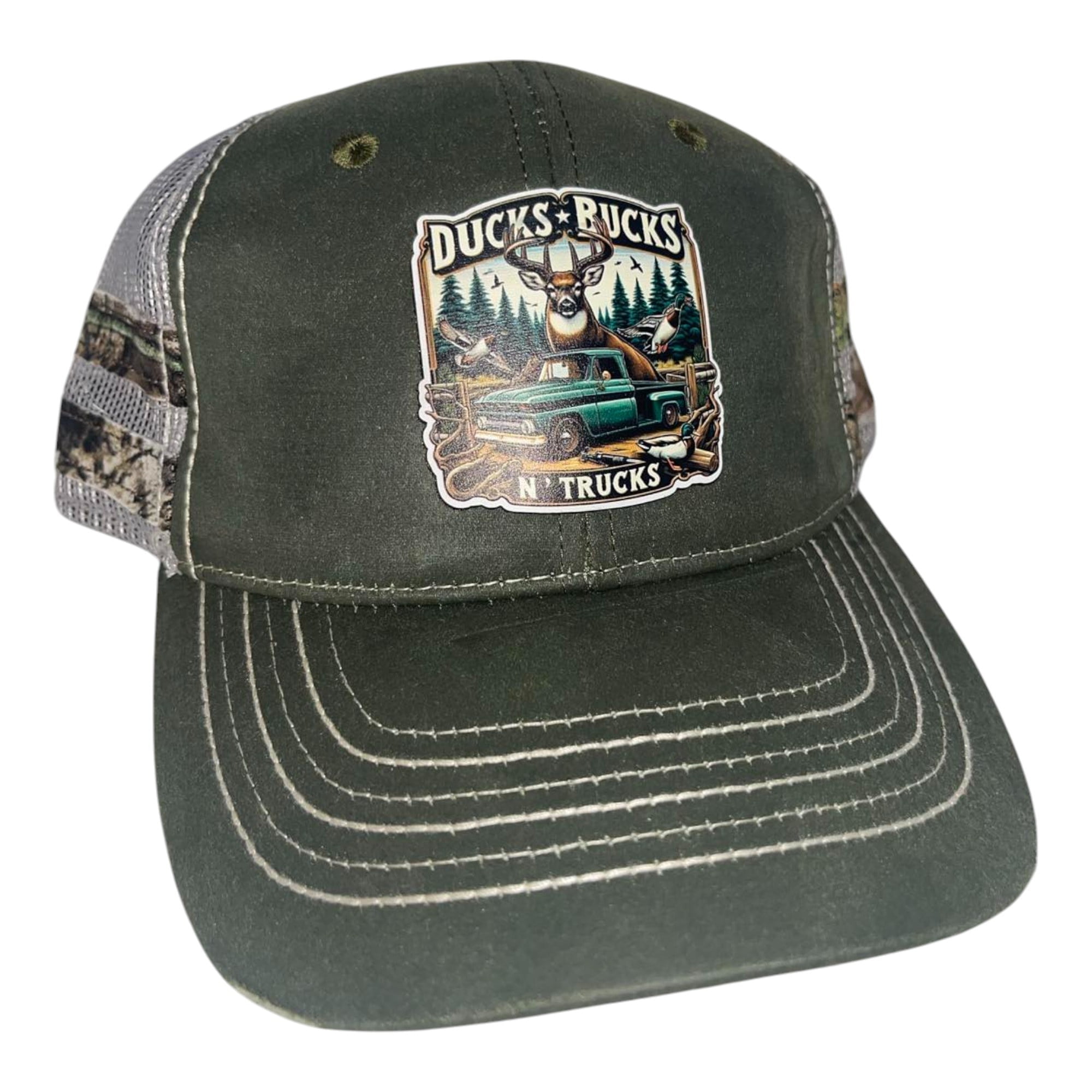 Mossy Oak Cap with Bucks Ducks and Trucks Patch - Walmart.com