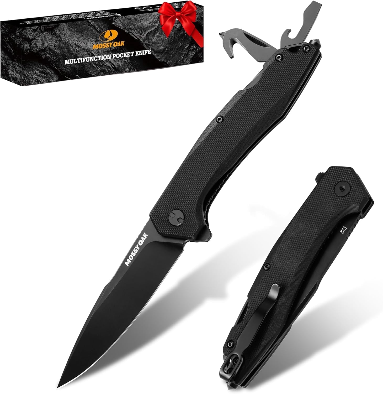 Mossy Oak Folding Pocket Knife with Clip, 3.5" D2 Steel Blade G10 ...