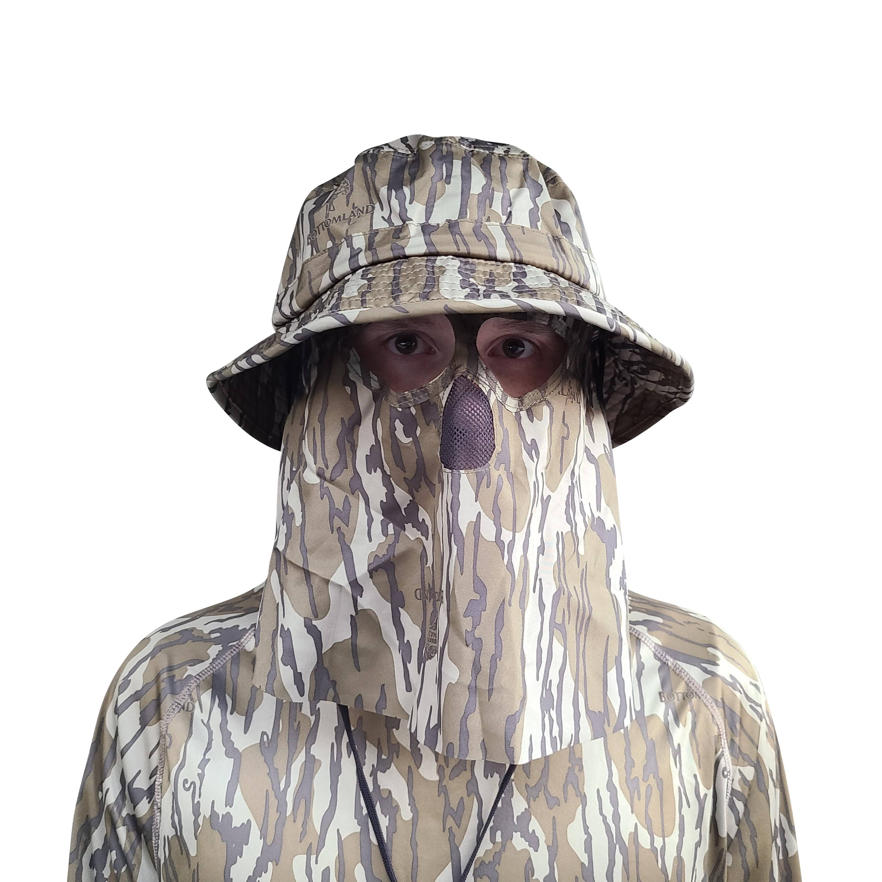 Mossy Oak Original Bottomland Camo Face Mask and Ghille Bucket Hat, Adj ...