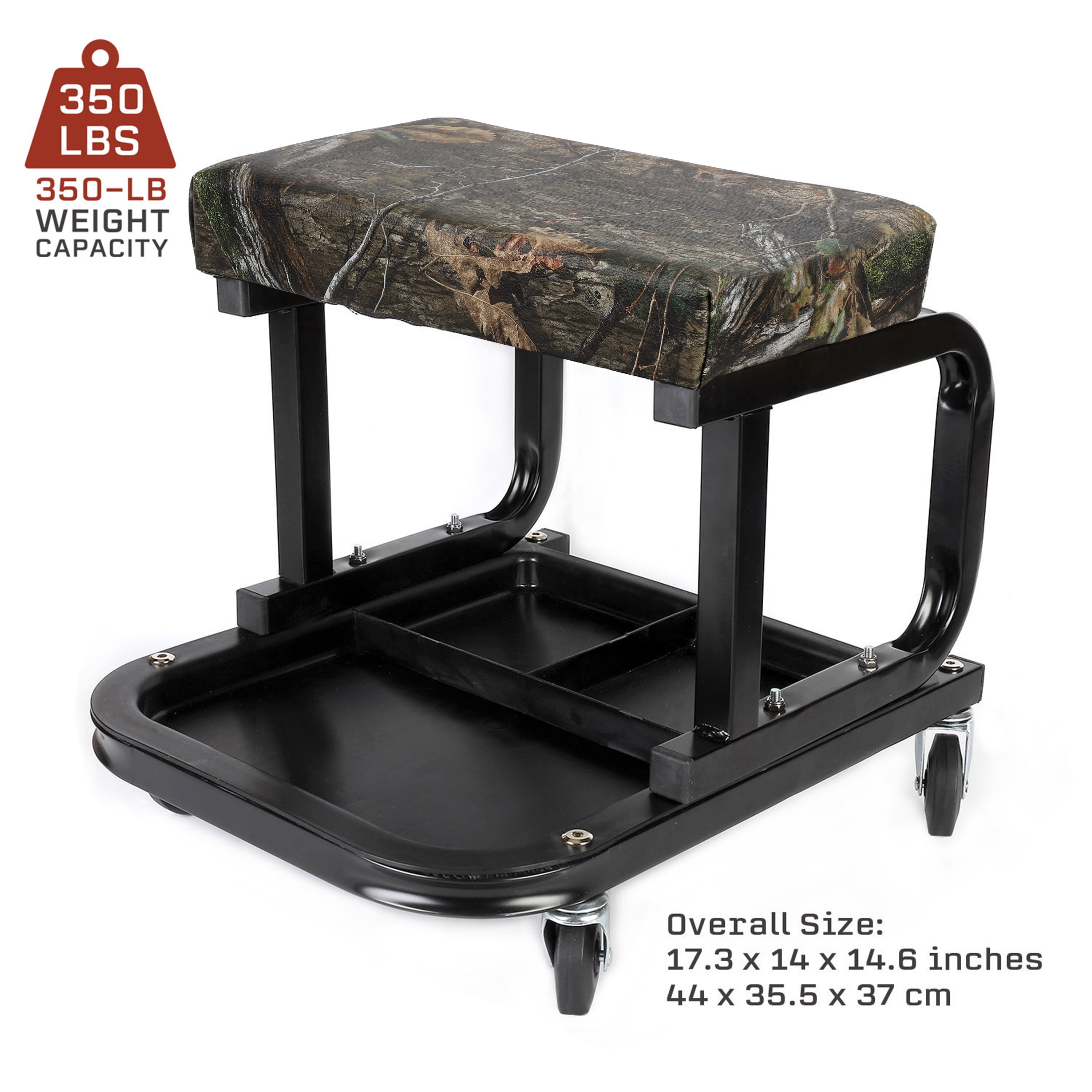Mossy Oak Rolling Mechanic Stool with Tool Tray, 350 lb Capacity ...