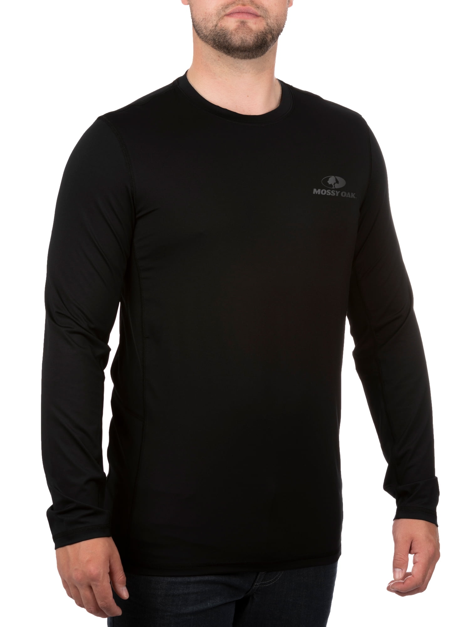 Mossy Oak Men's Scout Black Long Sleeve Performance Tee Shirt, Up to ...