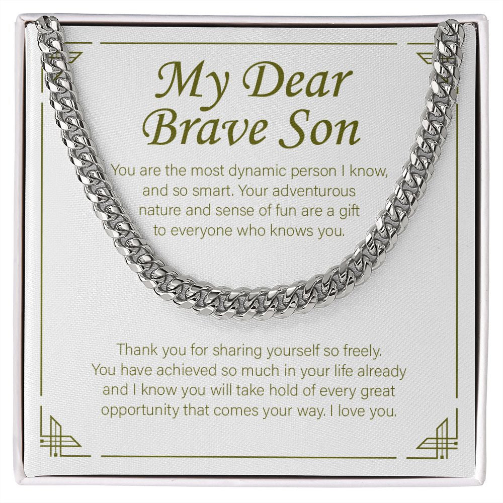 "Most Dynamic Person I Know" Brave Son Necklace Gift From Mom Dad Cuban ...