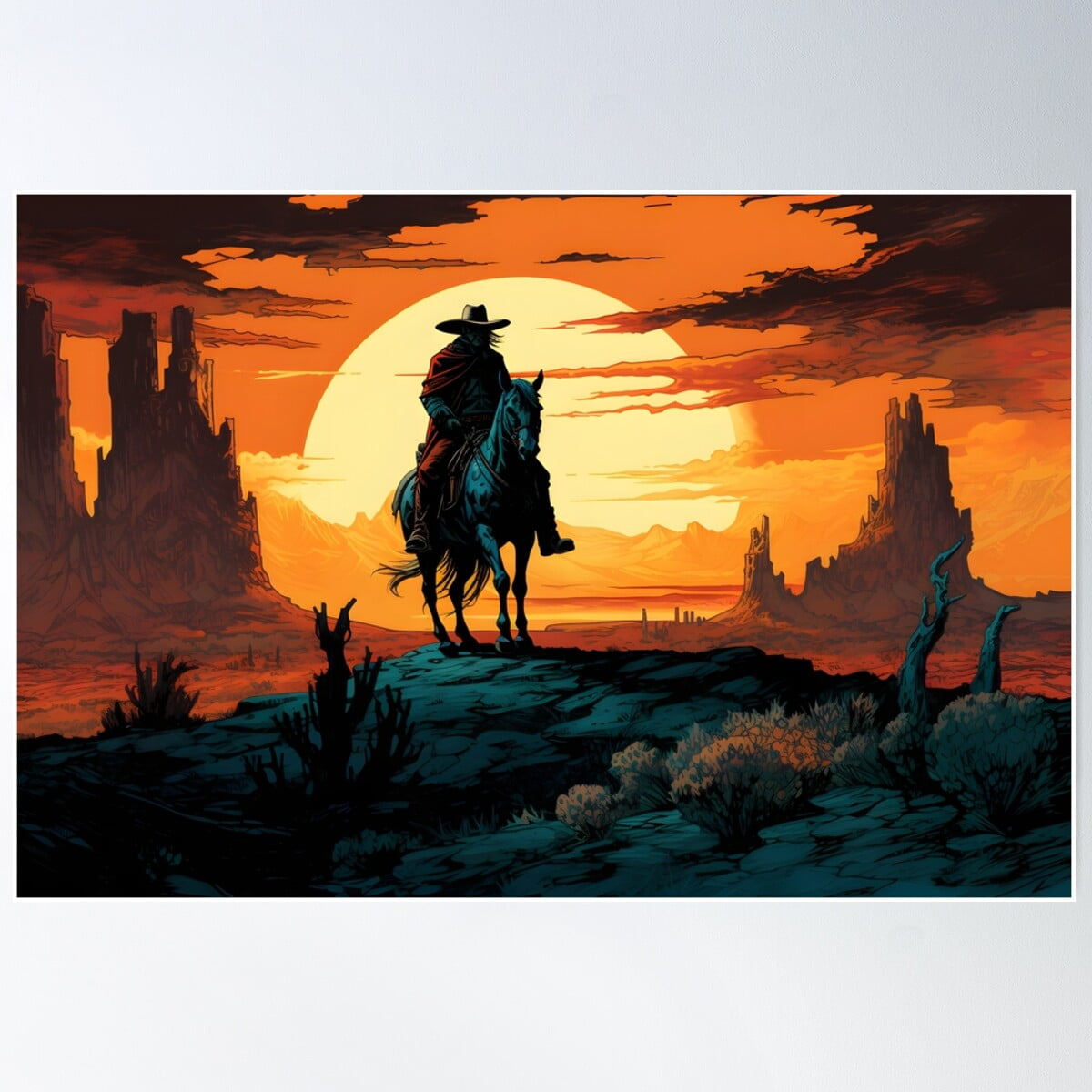 Most Wanted - Cowboy Poster Wall Art, Modern Wall Decor For Living Room ...