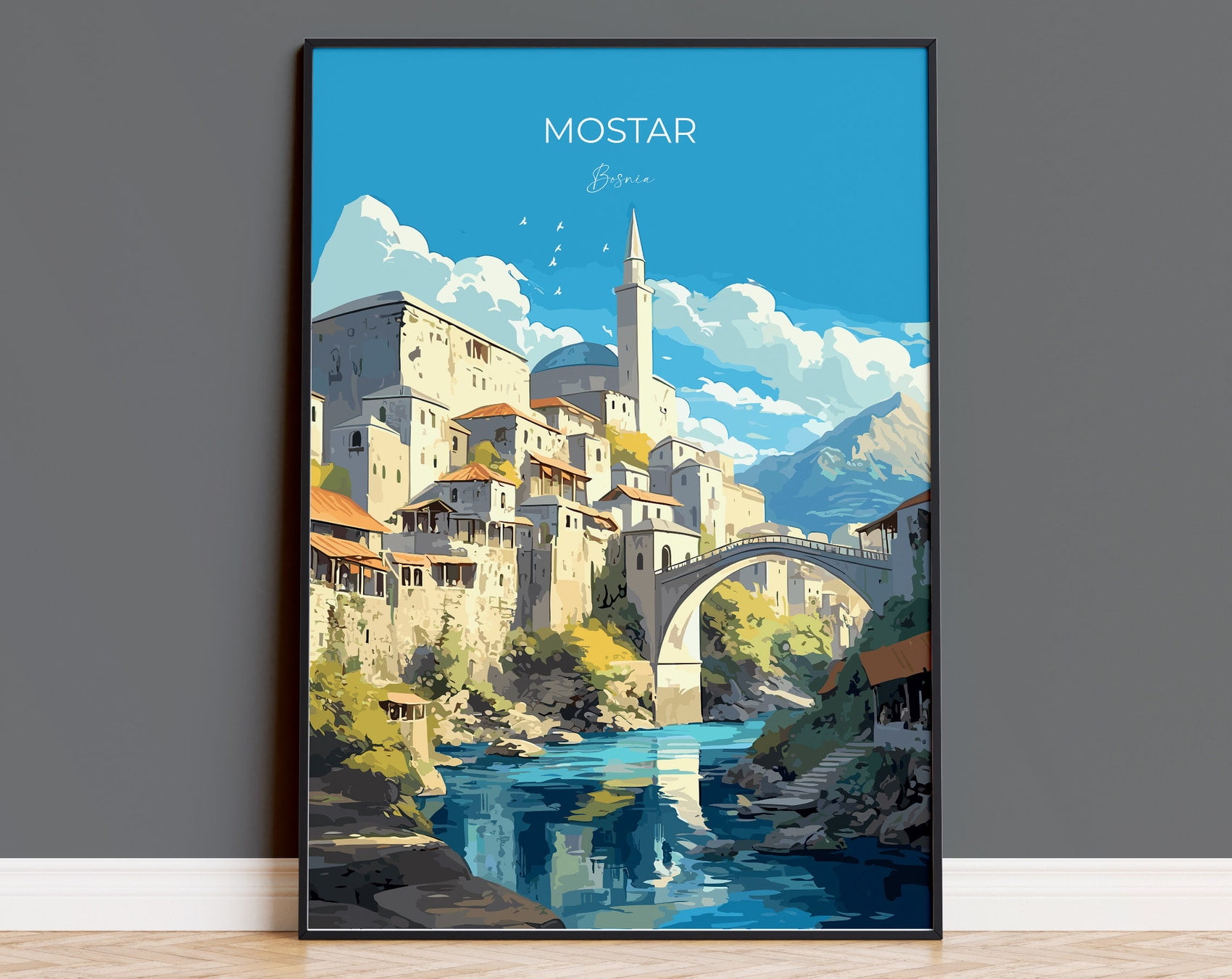 Mostar Travel Print, Travel Poster of Mostar, Bosnia Poster, Mostar ...