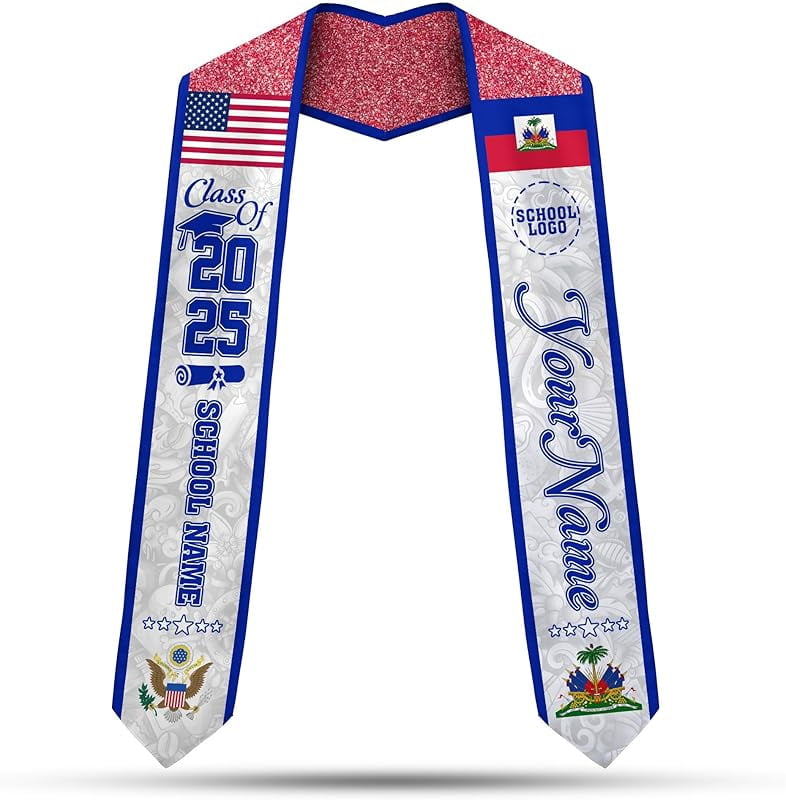 Mostefy Personalized Haiti Graduation Stole Sash 2025, Custom Haitian ...