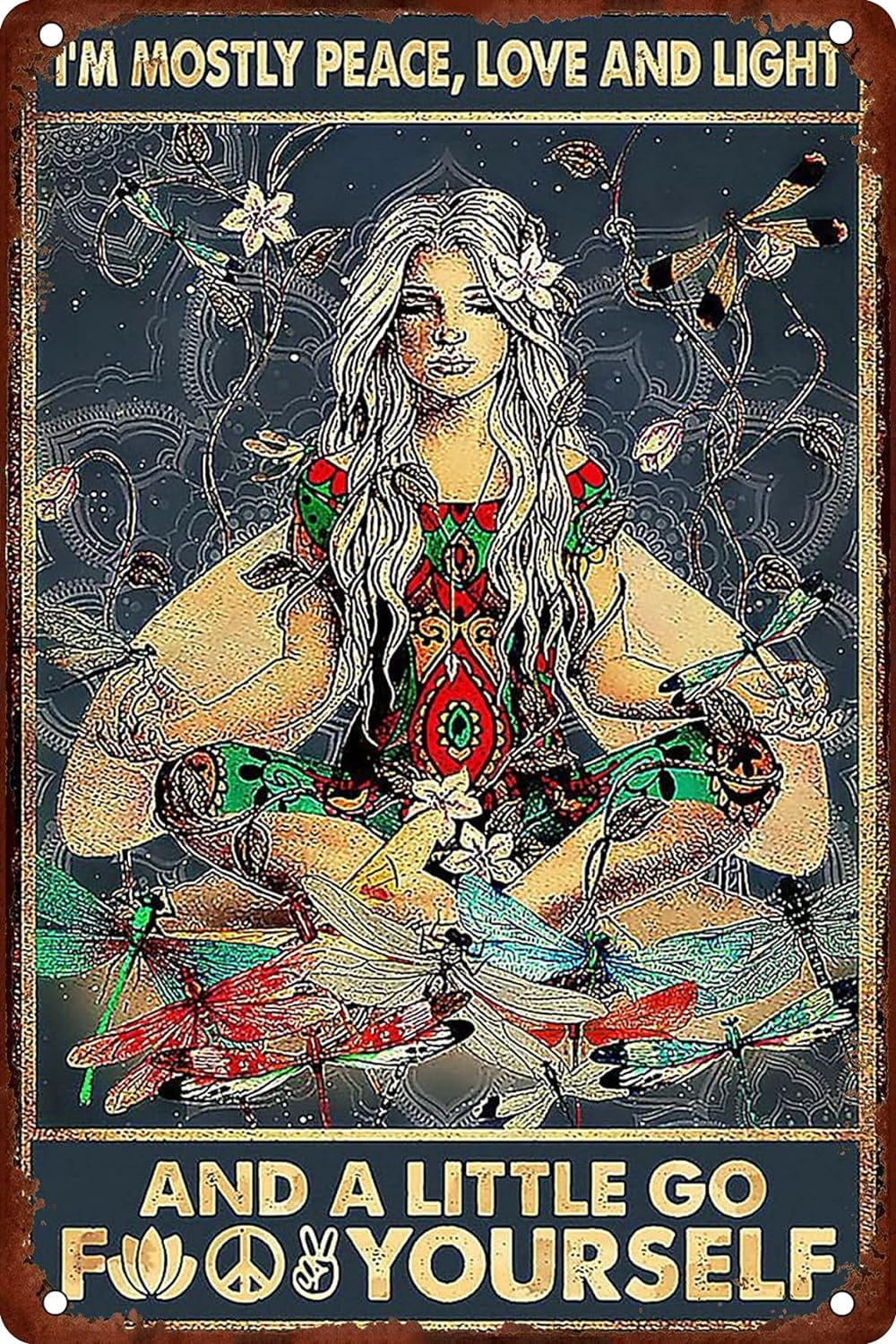 I'm Mostly Peace Love and Light Signs-Metal Tin Exquisite Wall Art ...