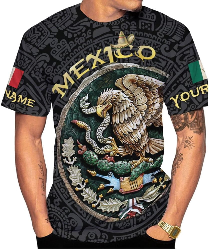 Mostprints Custom Mexico Shirts Personalized Name Mexican 3D Flag Shirt ...