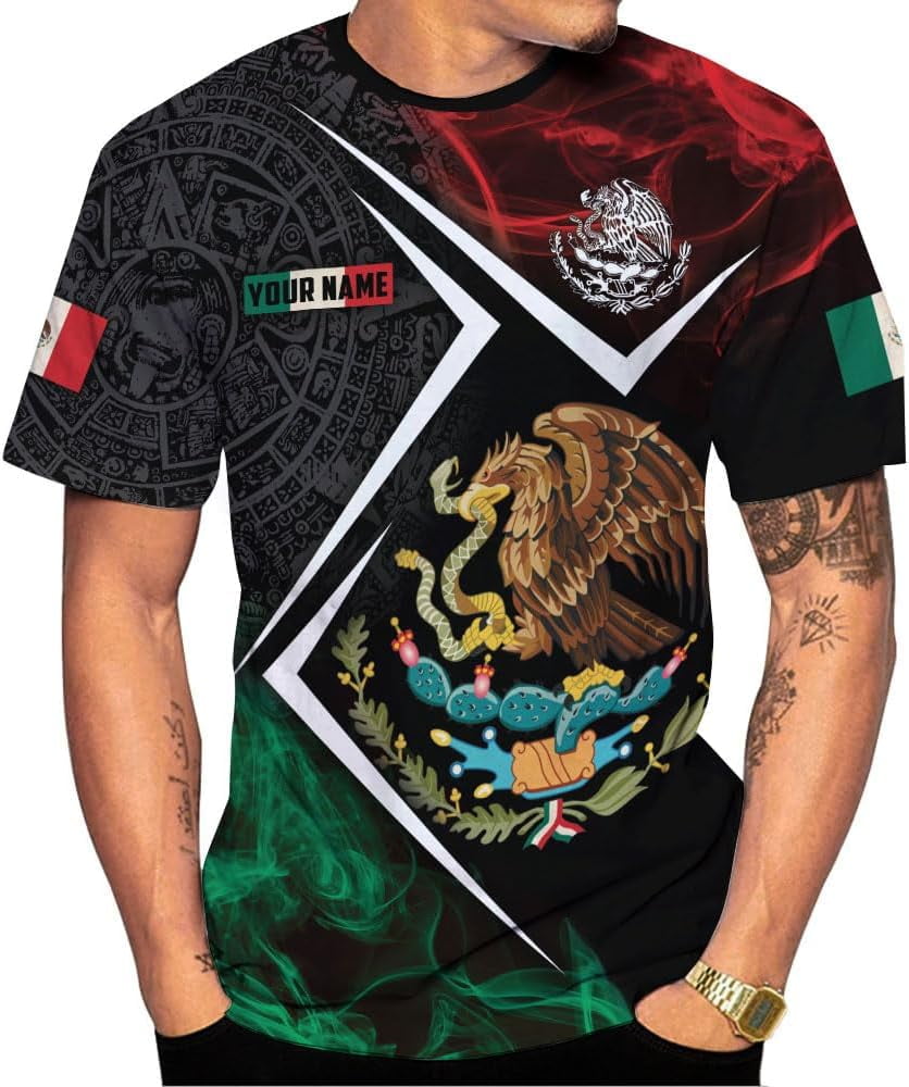 Mostprints Custom Mexico Shirts Personalized Name Mexican 3D Flag Shirt ...