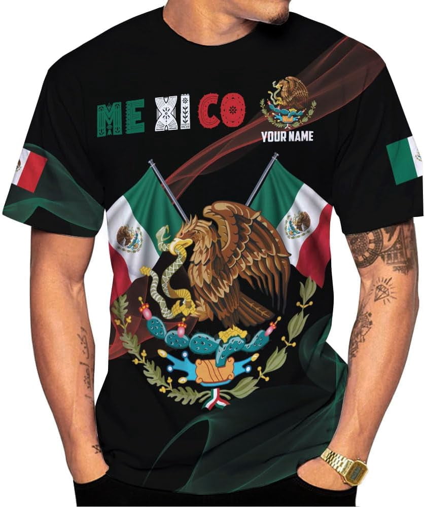 Mostprints Custom Mexico Shirts Personalized Name Mexican 3D Flag Shirt ...