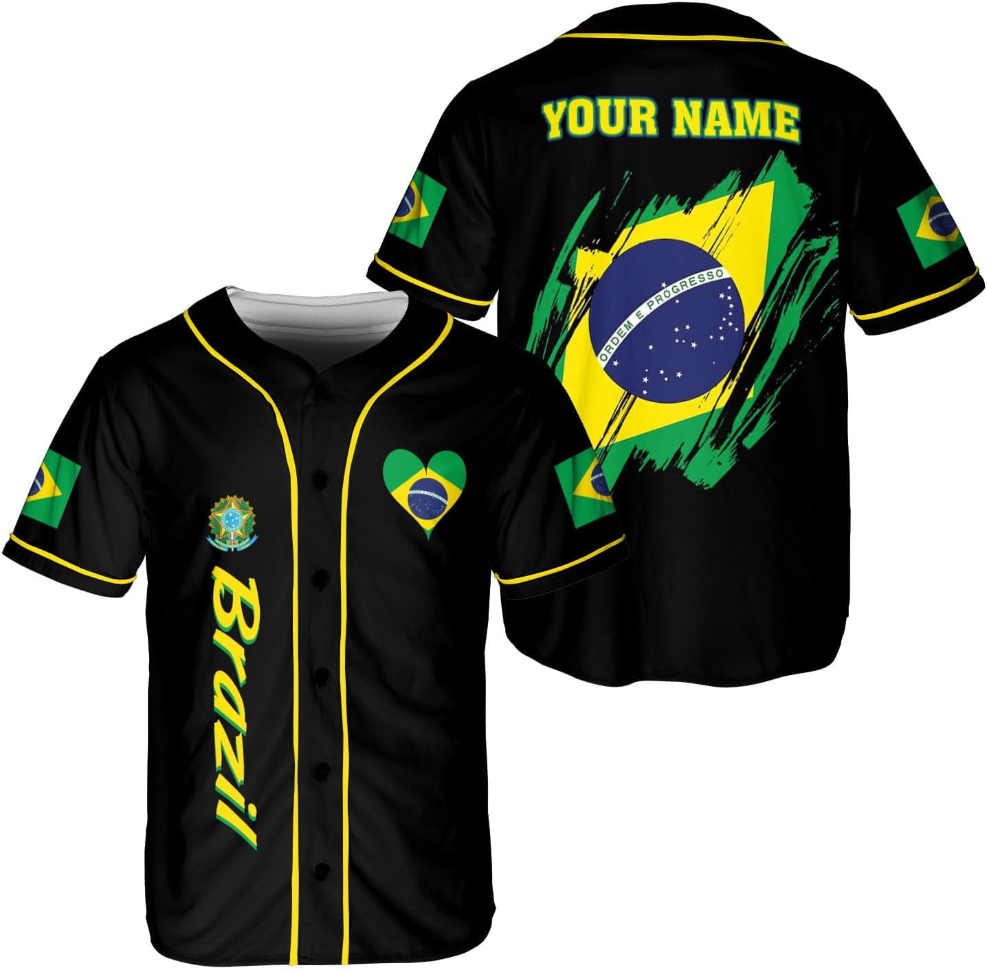 Mostprints Personalized Brazil Baseball Jersey Shirt 3D Brasil ...