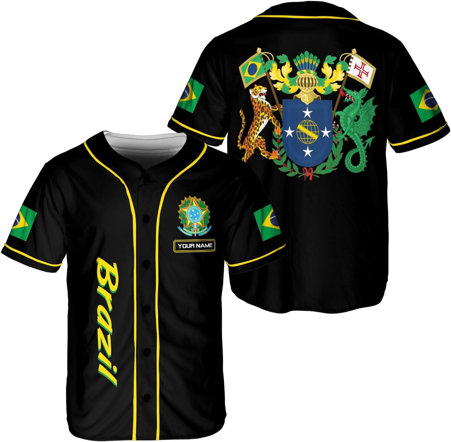 Mostprints Personalized Brazil Baseball Jersey Shirt 3D Brasil ...