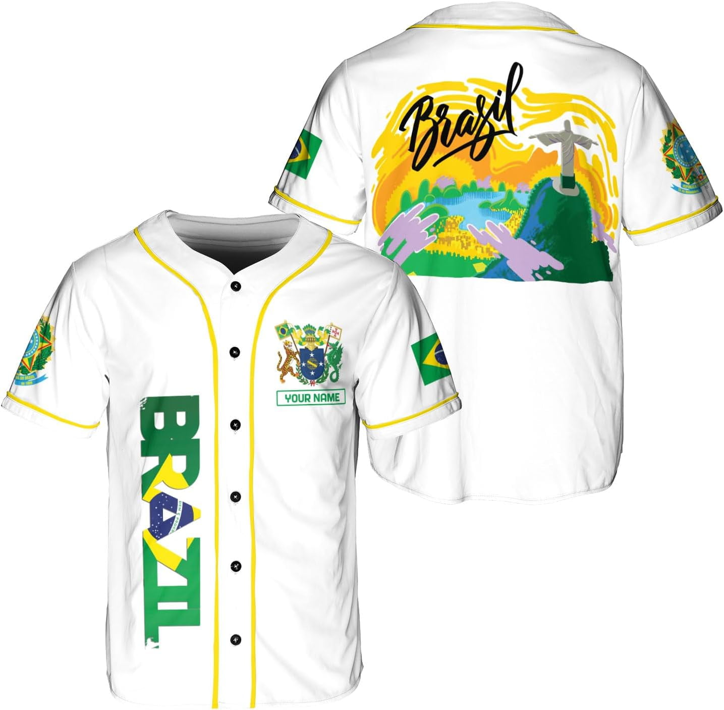 Mostprints Personalized Brazil Baseball Jersey Shirt 3D Brasil ...