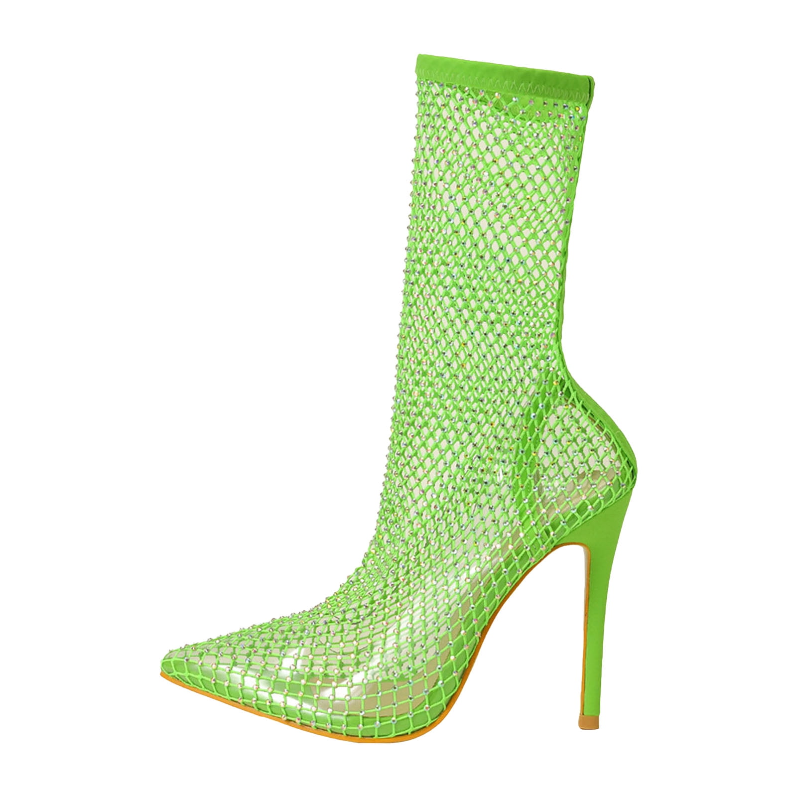 Mostsola Fishnet Ankle Boots for Women Pointy Toe Stiletto Sexy ...