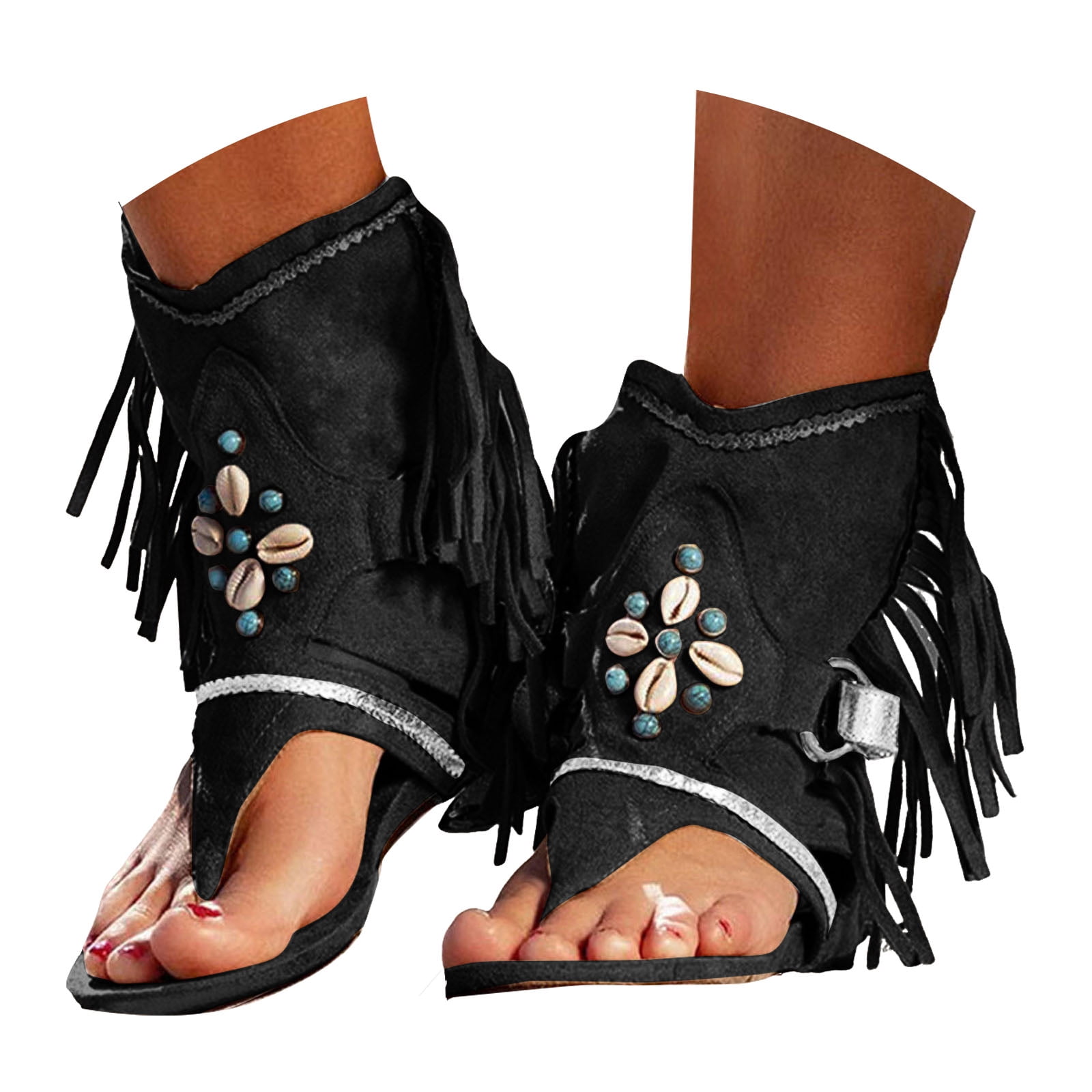 Mostsola Gladiator Sandals for Women 2025 Classic Fringe Thong Sandals ...