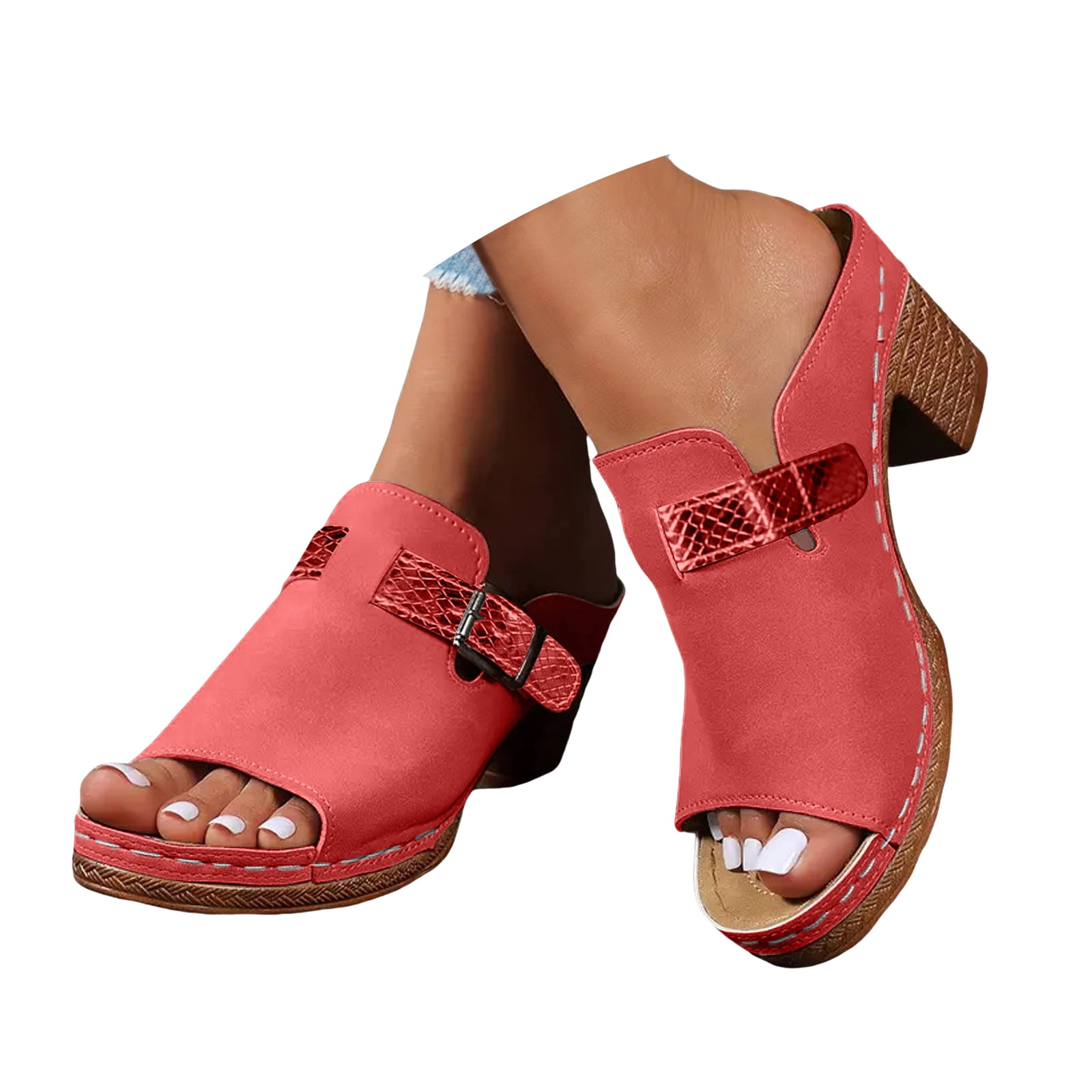 Mostsola Heeled Sandals for Women 2025 Open Toe Slippers Block Heel ...